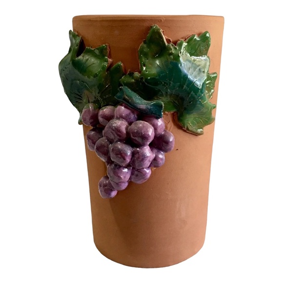 Dining | Handmade Terracotta Wine Cooler With Clay 3d Grapes Made In ...
